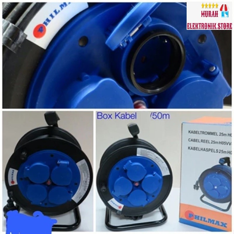 Jual Kabel Roll 50m 50meter Cable box gulungan 50 m 4 stop kontak 50 ...