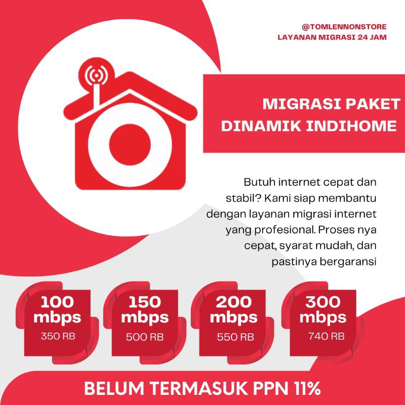 Jual MIGRASI 100-300 MBPS PAKET DINAMIK INDIHOME | Shopee Indonesia