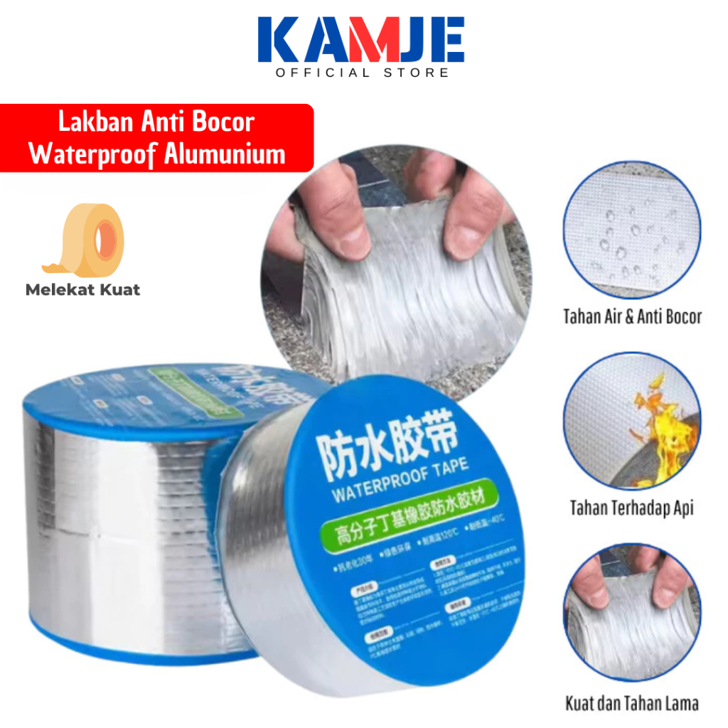 Jual KAMJE Lakban Anti Bocor Waterproof Alumunium Foil Tape Lem Perekat Tahan Panas | Shopee ...