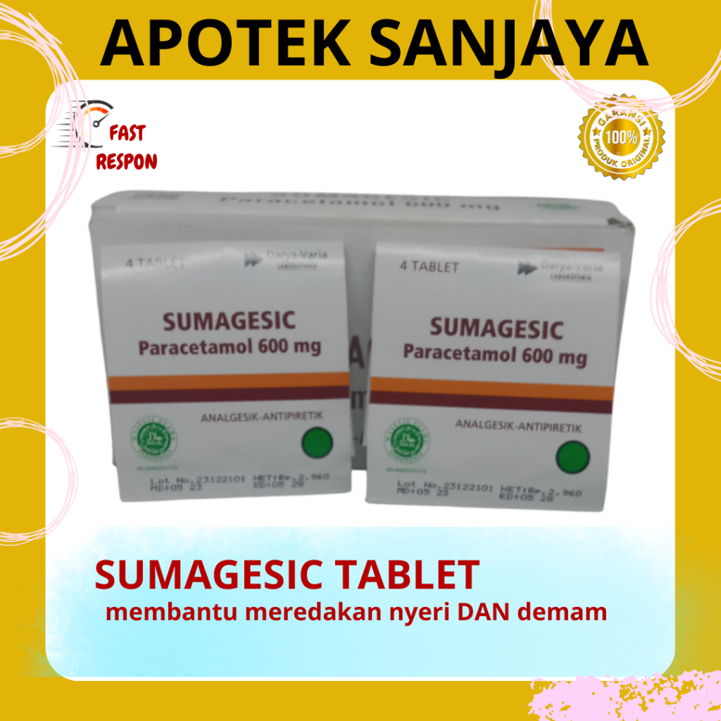 Jual SUMAGESIC TABLET / PER STRIP / ISI 4 TABLET / PARACETAMOL 600 MG ...