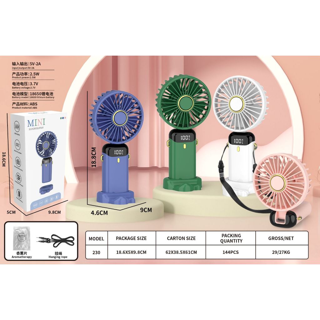 Jual Kipas Angin Mini LED Digital 5-Speed / Kipas LED Display Portable ...
