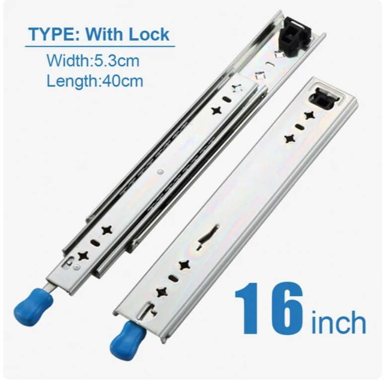 Jual Heavy Duty Drawer Slide With Lock Rel Laci kunci 40 cm 125kg ...