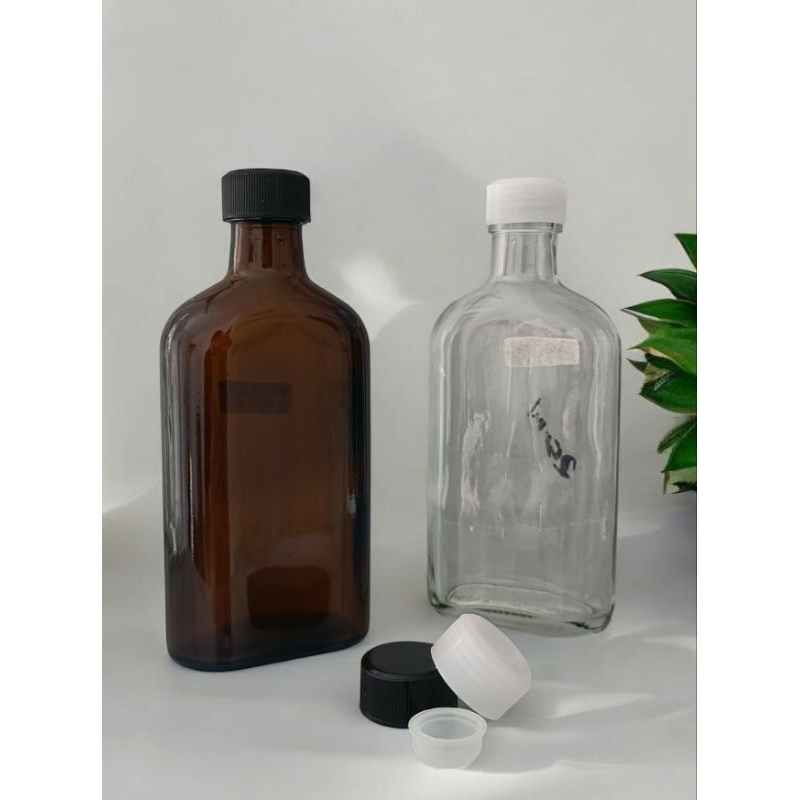 Jual Botol kaca 250ml / botol madu / botol gepeng komplit tutup plastik ...