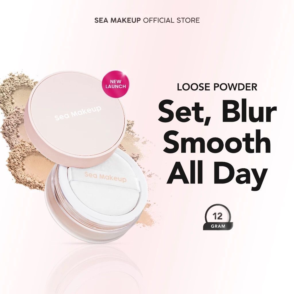 Jual Sea Makeup Loose Powder Set, Blur Smooth All Day putih | Shopee ...