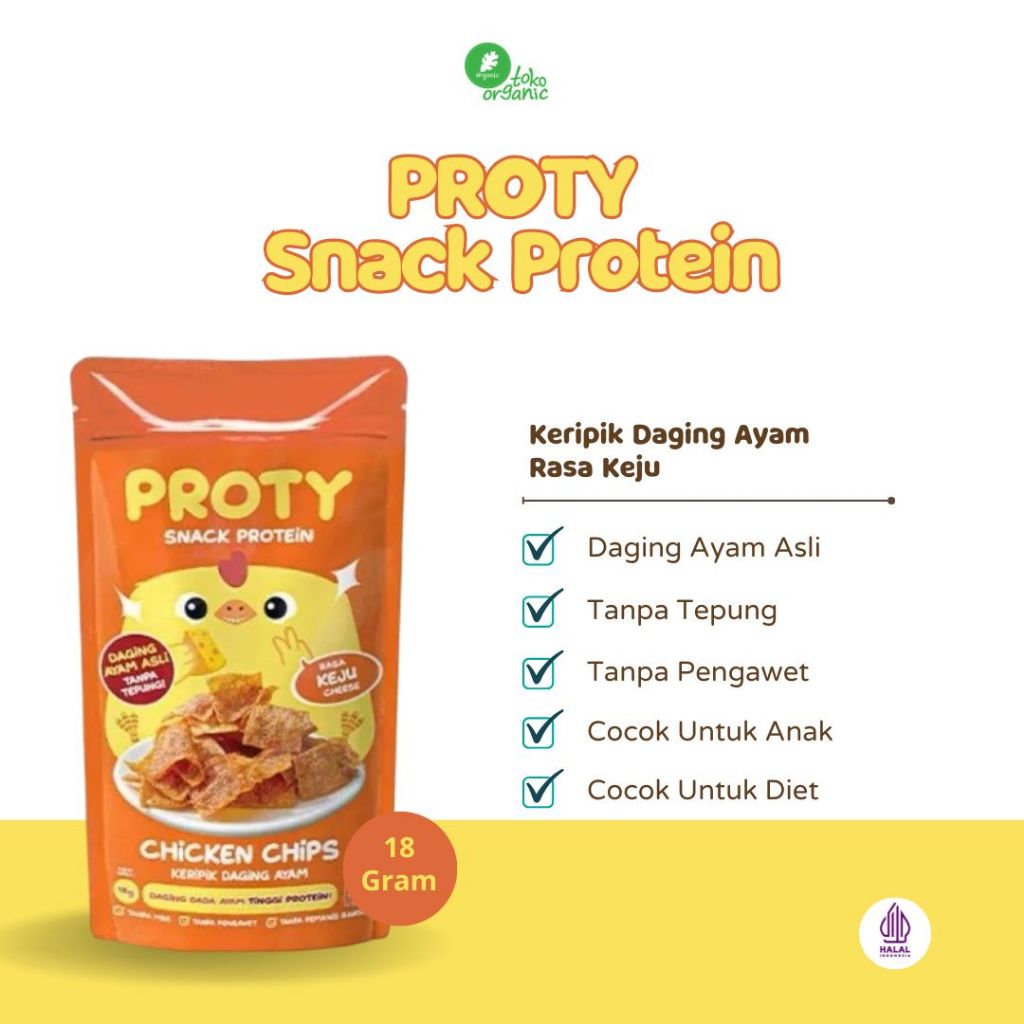 Jual PROTY Chicken Chips Rasa Keju (18gr) Keripik Daging Ayam , Kripik ...