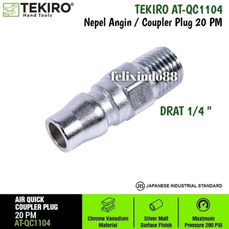 Jual Tekiro Kopler 20 PM Original Quick Coupler Plug 1/4 inch AT-QC1104 Nepel Angin Sambungan ...