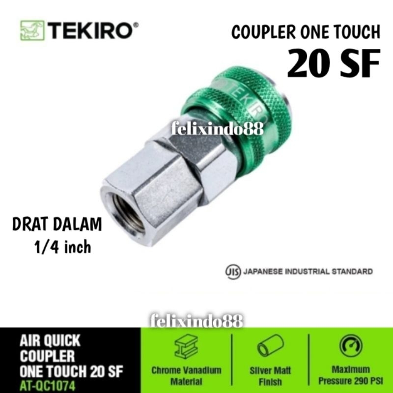 Jual Tekiro Kopler 20 SF Original AT-QC1074 Quick Coupler One Touch 1/4 Nepel Angin Kompresor ...