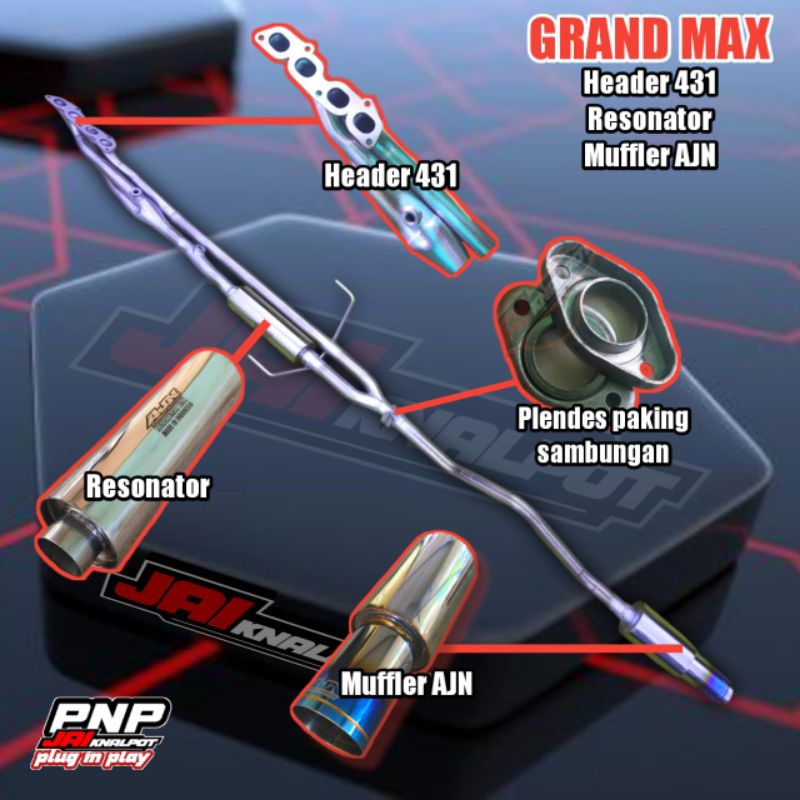 Jual grand max knalpot racing header 431 Resonator full set | Shopee ...