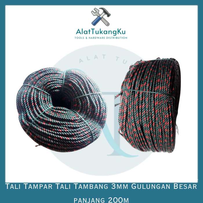 Jual Tali Tampar Tali Tambang 3mm Hijau PE/ Tali Tambang Bintik Merah / Tali Pengikat Serbaguna ...