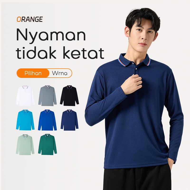 Jual ORANGE Kaos Kerah Polo Shirt Polos Pria Premium Pakaian Cowok ...