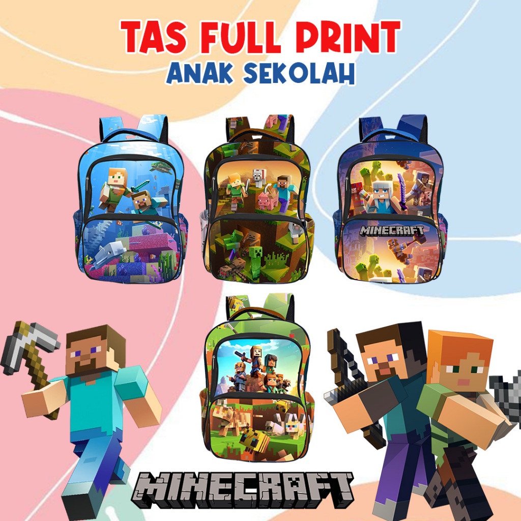 Jual JSKids - Minecraft| Tas Sekolah Anak Print | Shopee Indonesia