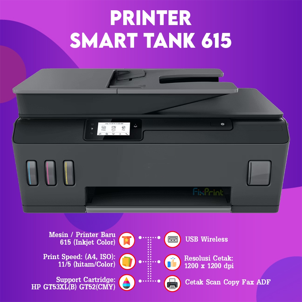 Jual FixPrint Printer HP Smart Ink Tank 615 WiFi Print Scan Copy Fax ...