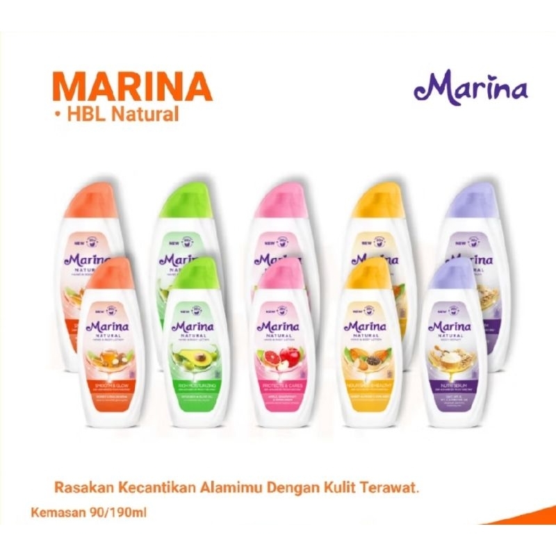 Jual MARINA HAND BODY LOTION NATURAL 190 ml Dan 90 ml | Shopee Indonesia