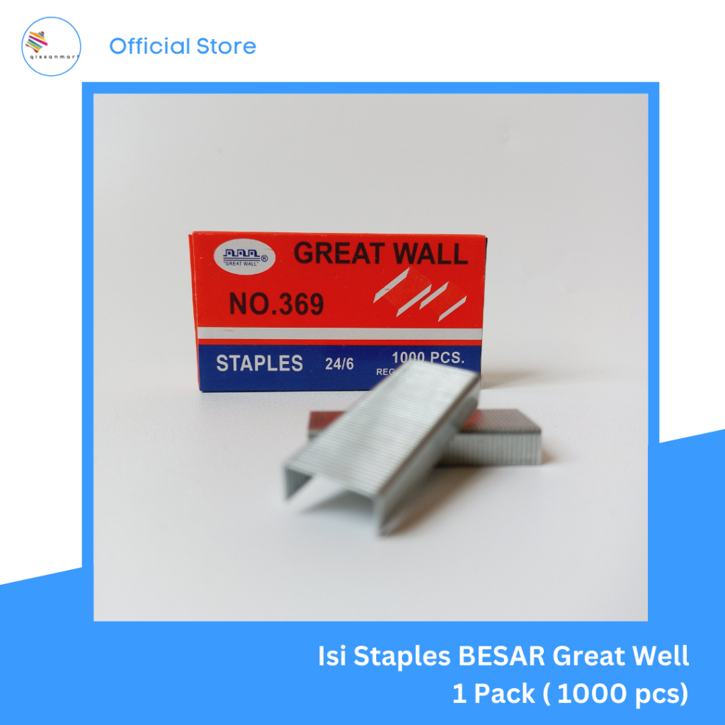 Jual Isi Staples Besar Great Wall Besar No. 369 Per Pack Isi 1000 Pcs ...