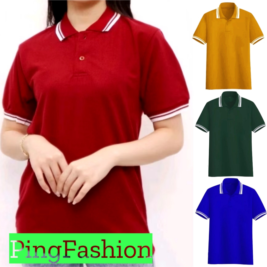 Jual Kaos Polo Polos Kerah Wanita / Kaos Shirt Polo Kerah Motif List ...