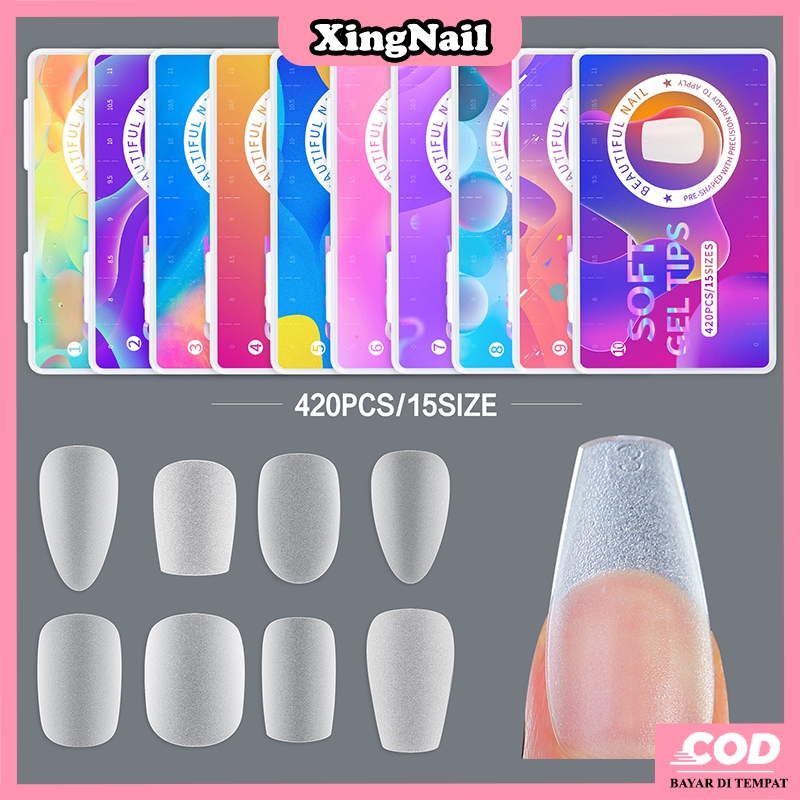 Jual Fake Nails FULL BUFF Kuku Palsu Premium 420pcs Soft Gel Tip 420pcs ...