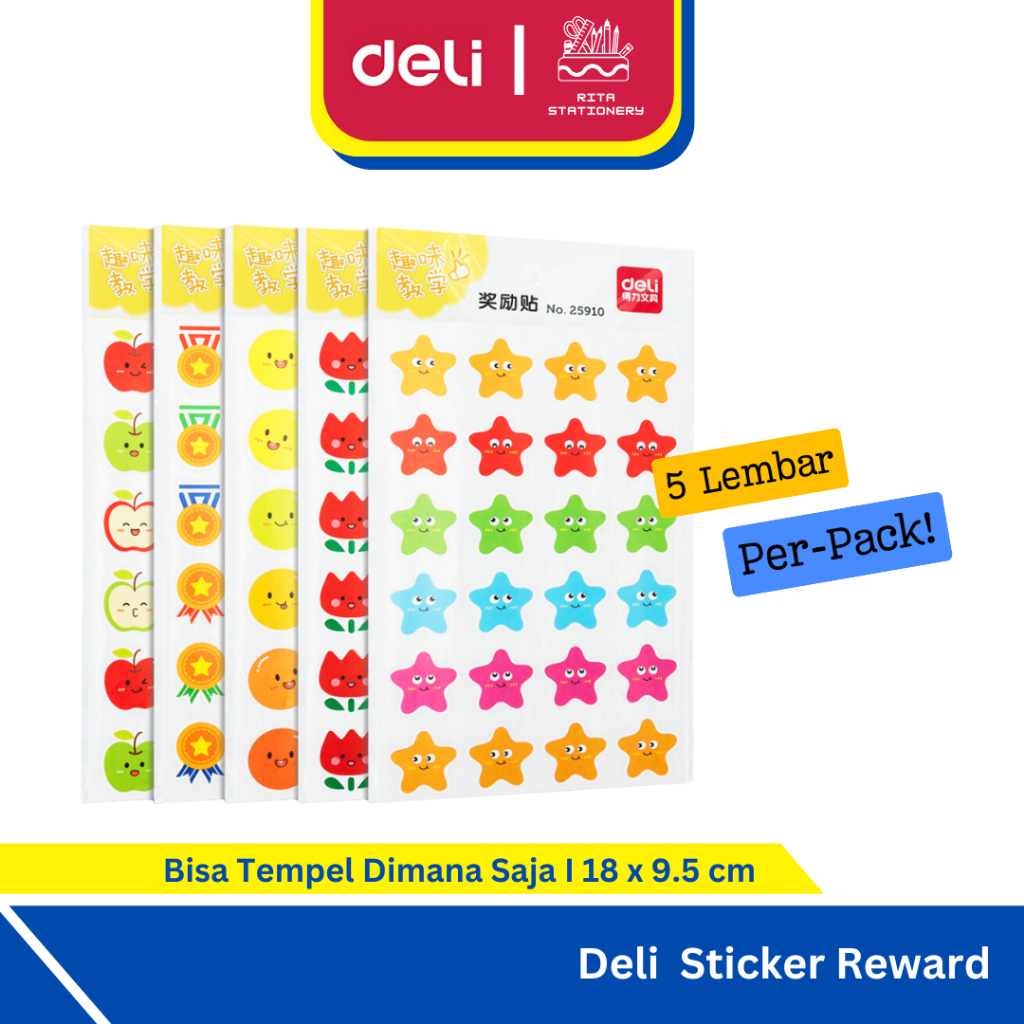 Jual Deli Sticker Reward Penghargaan anak TK PAUD 1 pack Isi 5 lembar ...
