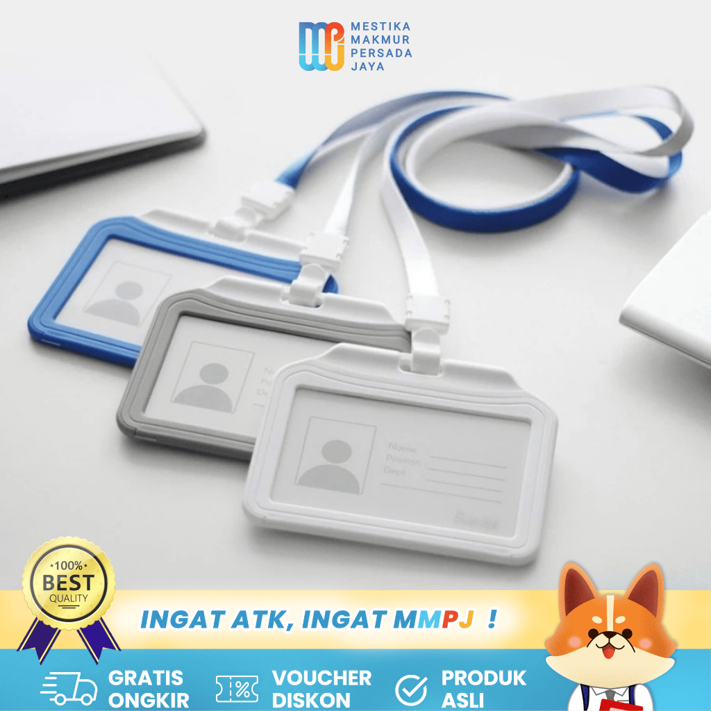 Jual Bantex ID Card Dual Side + Tali Lanyard / Name Tag Tempat Kartu ...
