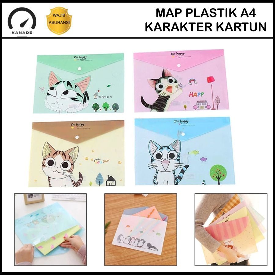 Jual Map Plastik A4 Karakter Kartun Lucu Map File Lucu Map Kancing A4 Kartun Map Plastik Folder ...