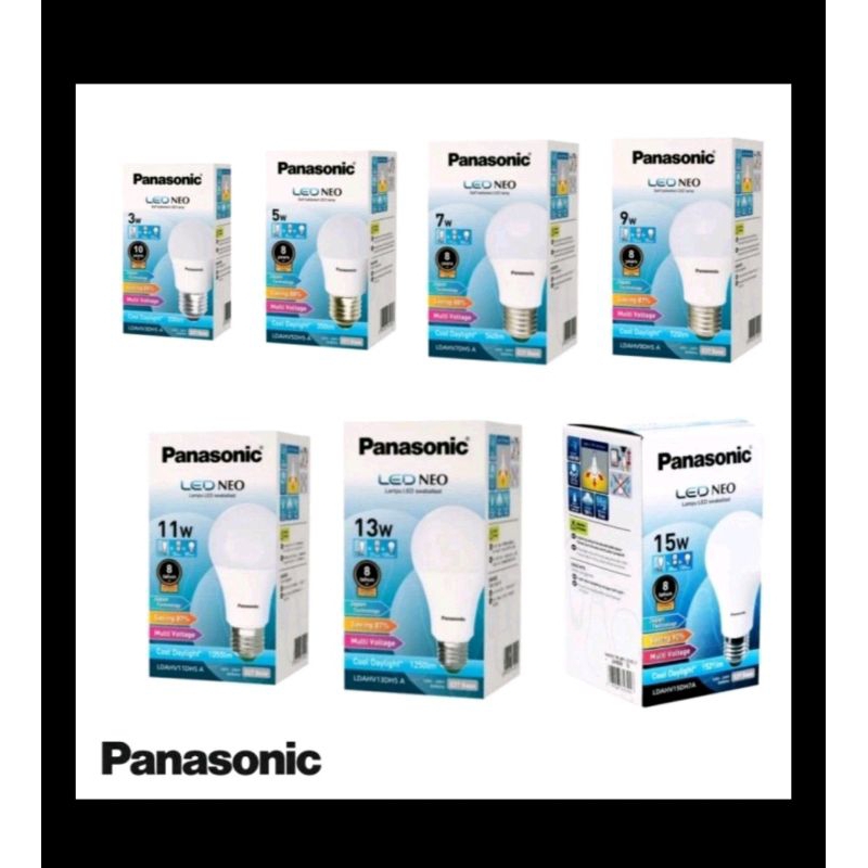 Jual lampu bulb led bohlam led pijar led panasonic 3w 5w 7w 9w 11w 13w ...