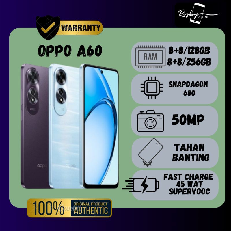 Jual Oppo A60 ram 8+8/128GB | 8+8/256GB NEW! GARANSI RESMI! | Shopee ...