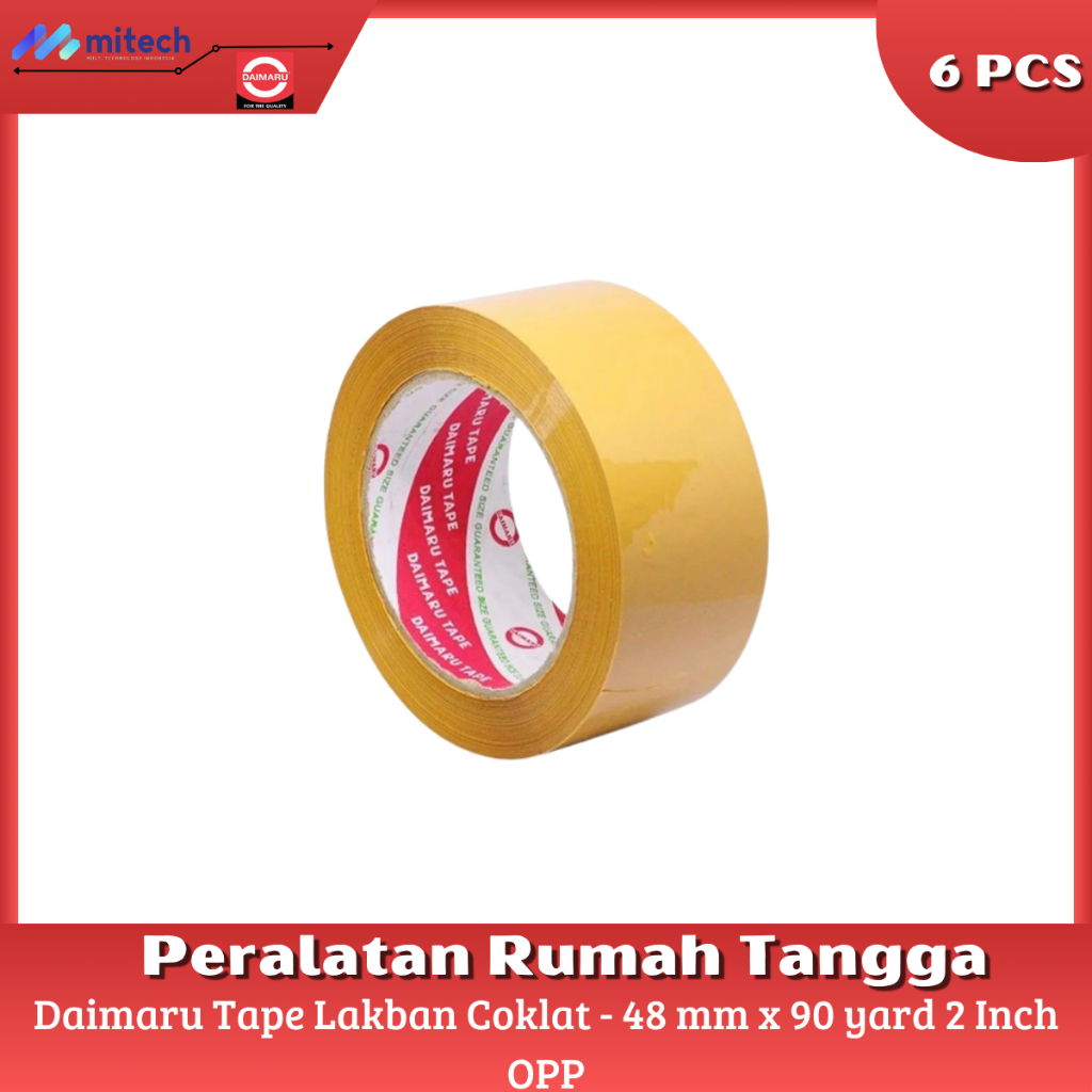 Jual Daimaru Tape Lakban Coklat OPP 2 Inch 48mm x 90 Yard x 6 Pcs Solasi Tahan Air | Shopee ...