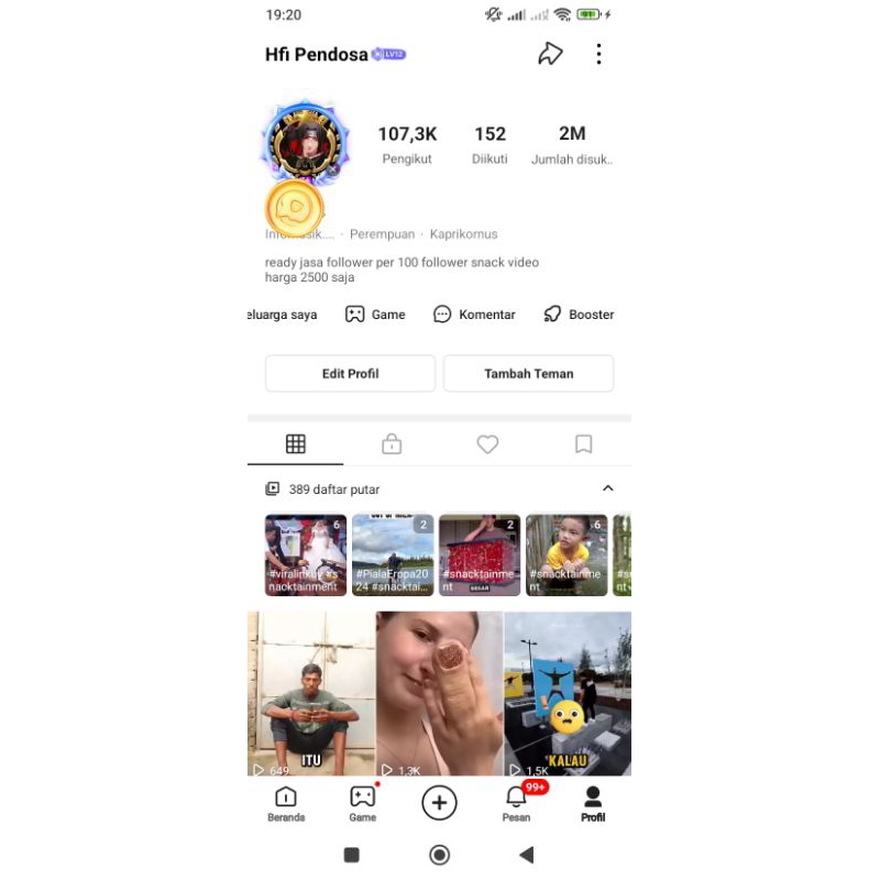 Jual SEWA AKUN SNACK VIDEO BUAT IKLAN ADS | Shopee Indonesia