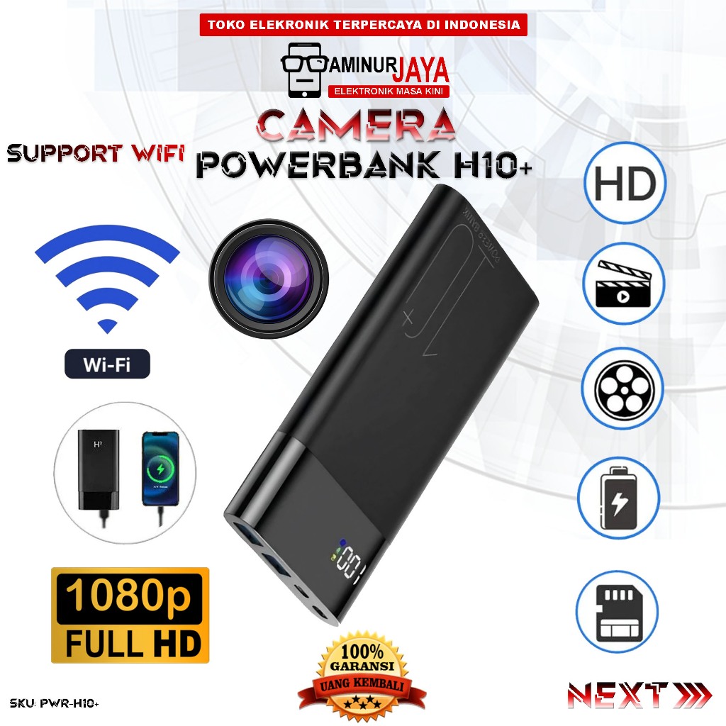 Jual Hidden Spycam Camera Power Bank H10+ Wifi 10000MAH Wireless ...