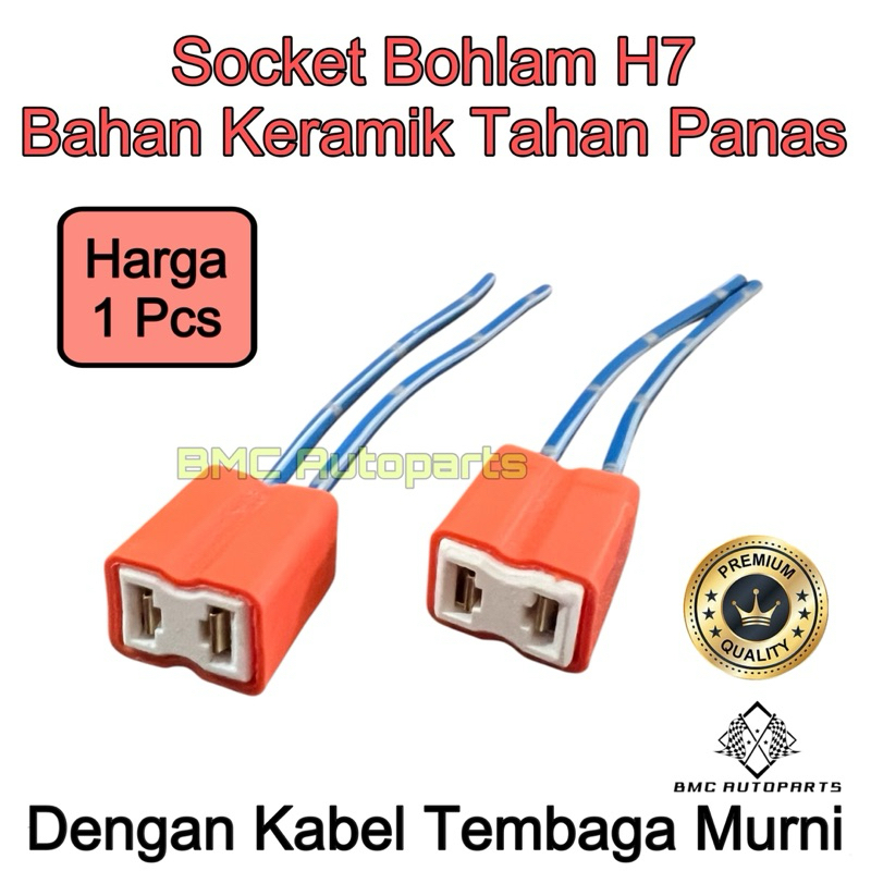 Jual Socket Bohlam H7 Keramik Female Cewek / Soket Lampu H7 + Kabel ...