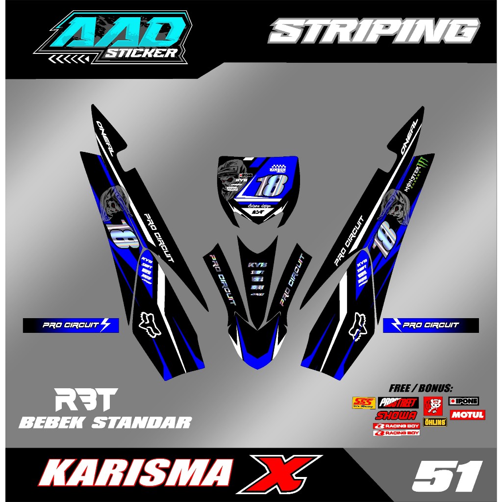 Jual STICKER STRIPING MOTOR RBT KARISMA X RBT BEBEK MODIF SUPERMOTO RBT ...
