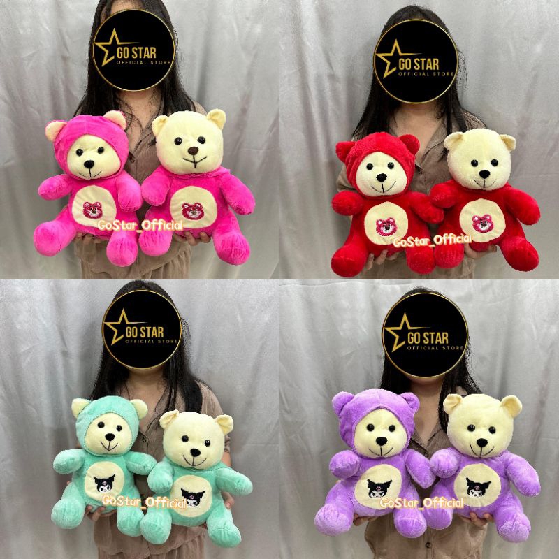 Jual Boneka Viral Bear Kupluk Hoodie Sanrio Kuromi Lotso Bisa Buka Topi ...