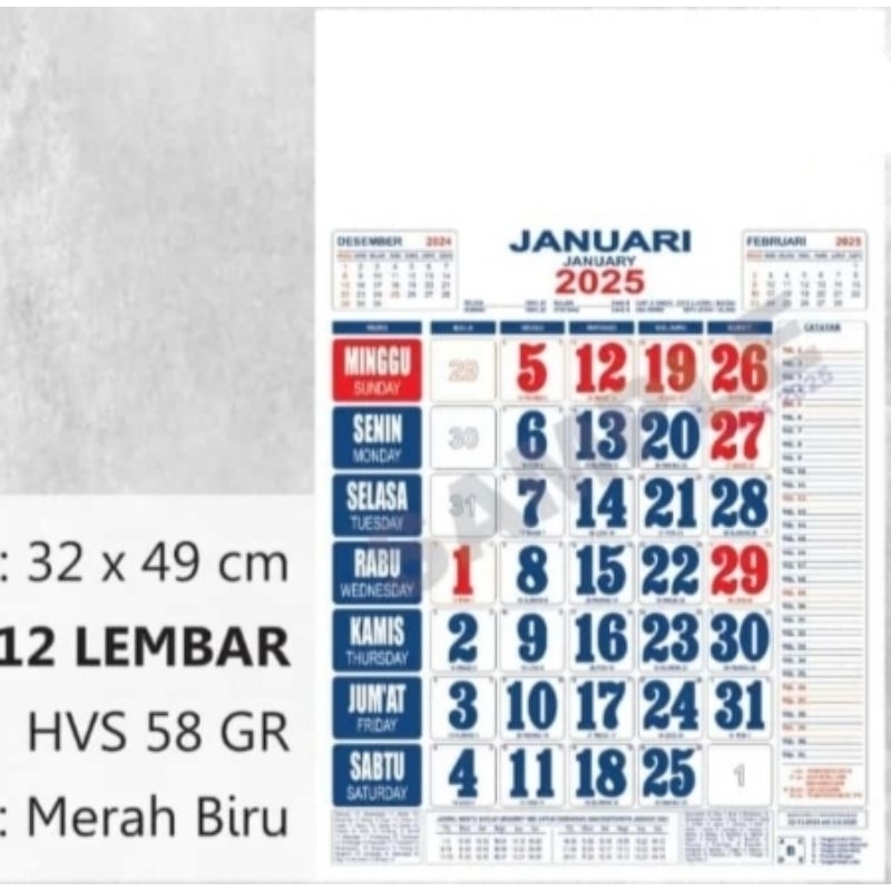 Jual kalender polos bulanan 2025 murah meriah | Shopee Indonesia