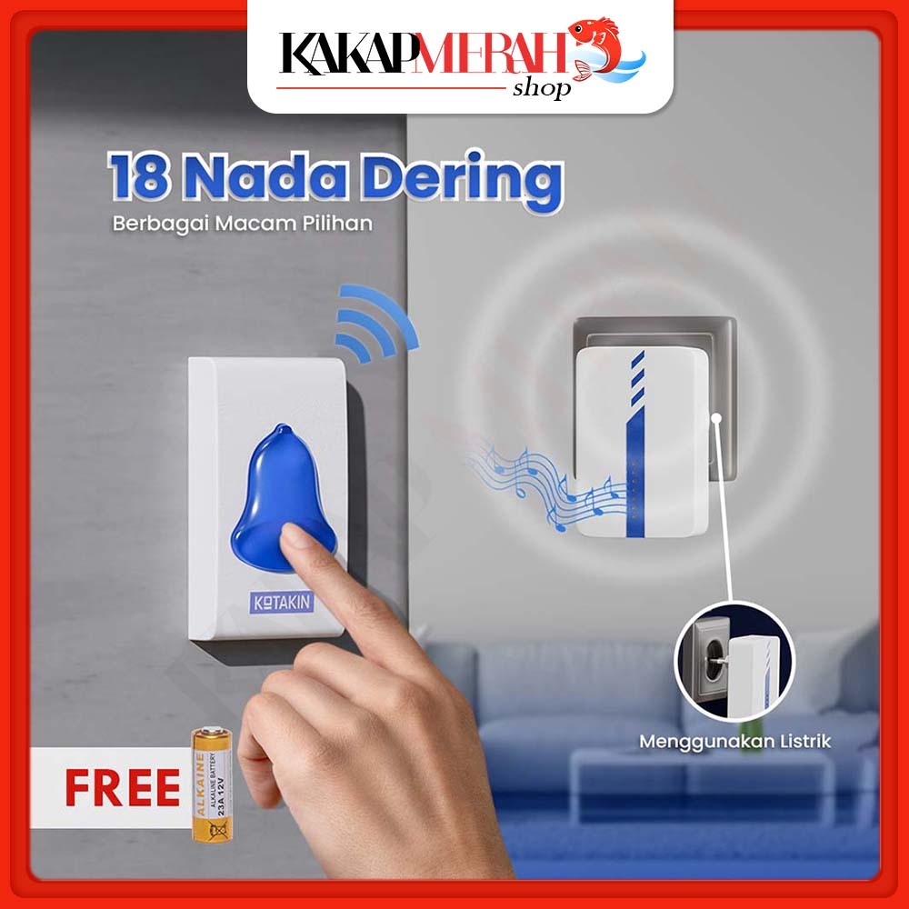 Jual Bel Rumah Listrik Tanpa Kabel Wireless Waterproof Door Bell Dengan ...