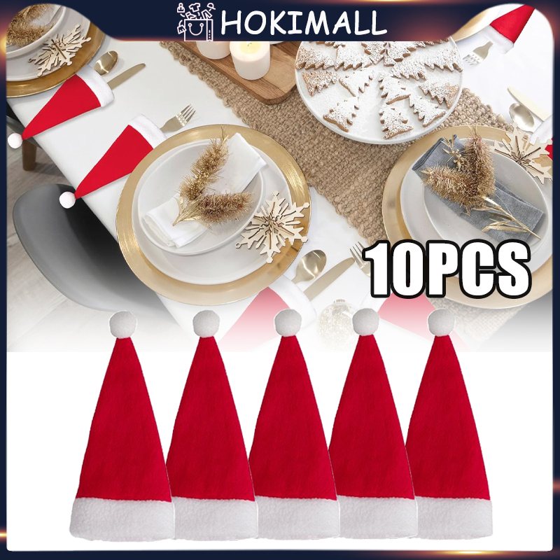 Jual 10 PCS Topi Santa Mini/Hiasan Natal/Bungkus Kain Natal/Hiasan Meja ...