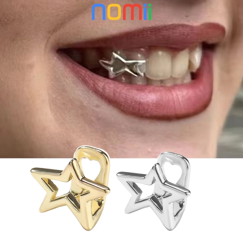 Jual Hip Hop Punk Hollow Pentagram Star Teeth Grillz Gold Silver Color ...