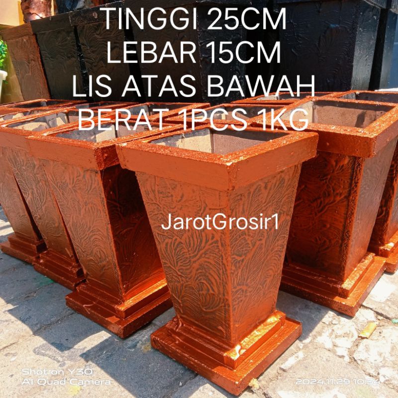 Jual VAS KAYU BUNGA HIAS TINGGI 25CM LIS ATAS BAWAH // POT MINIMALIS ...