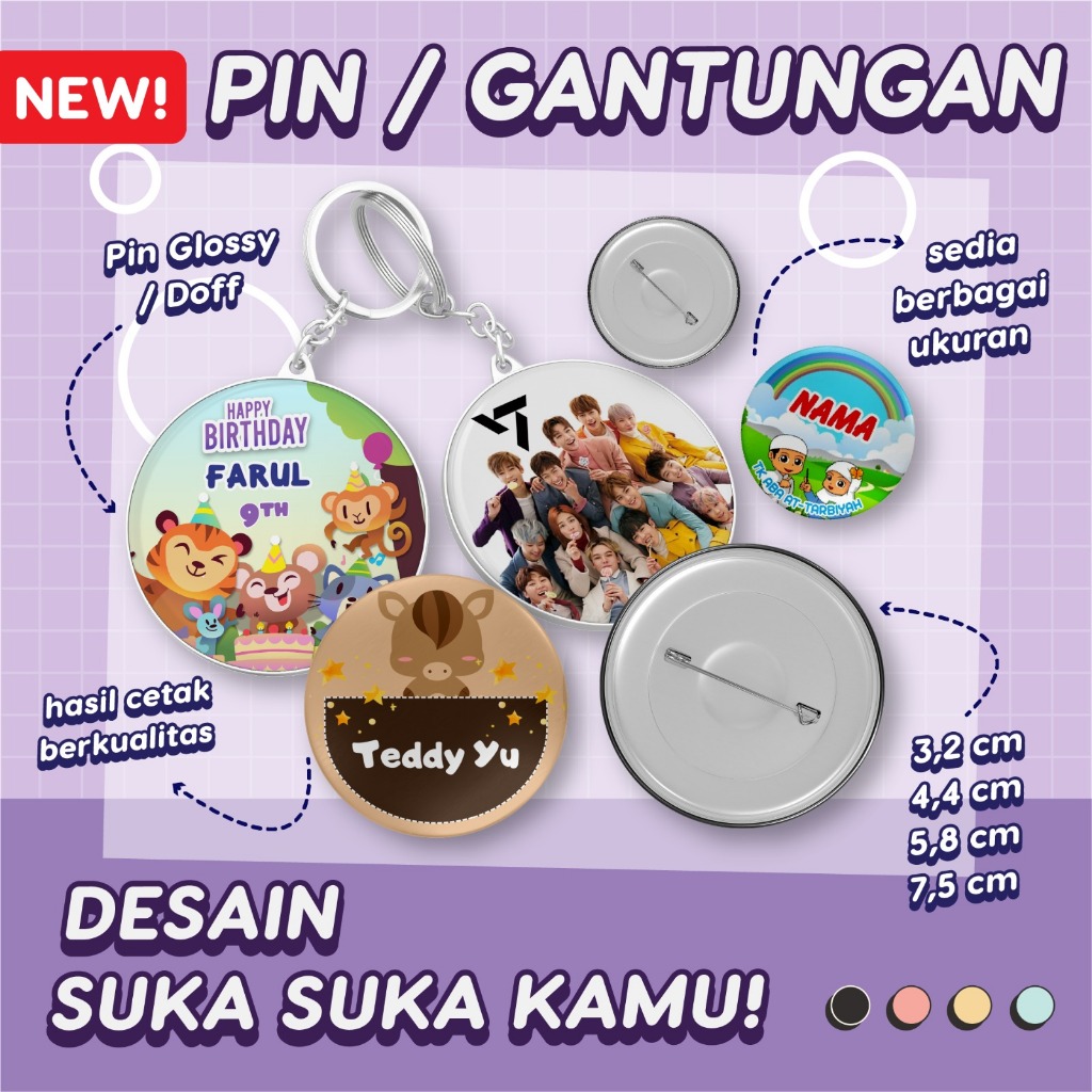 Jual Pin Custom Logo Foto Nama | Pin Peniti | Pin Ganci Gantungan Kunci ...