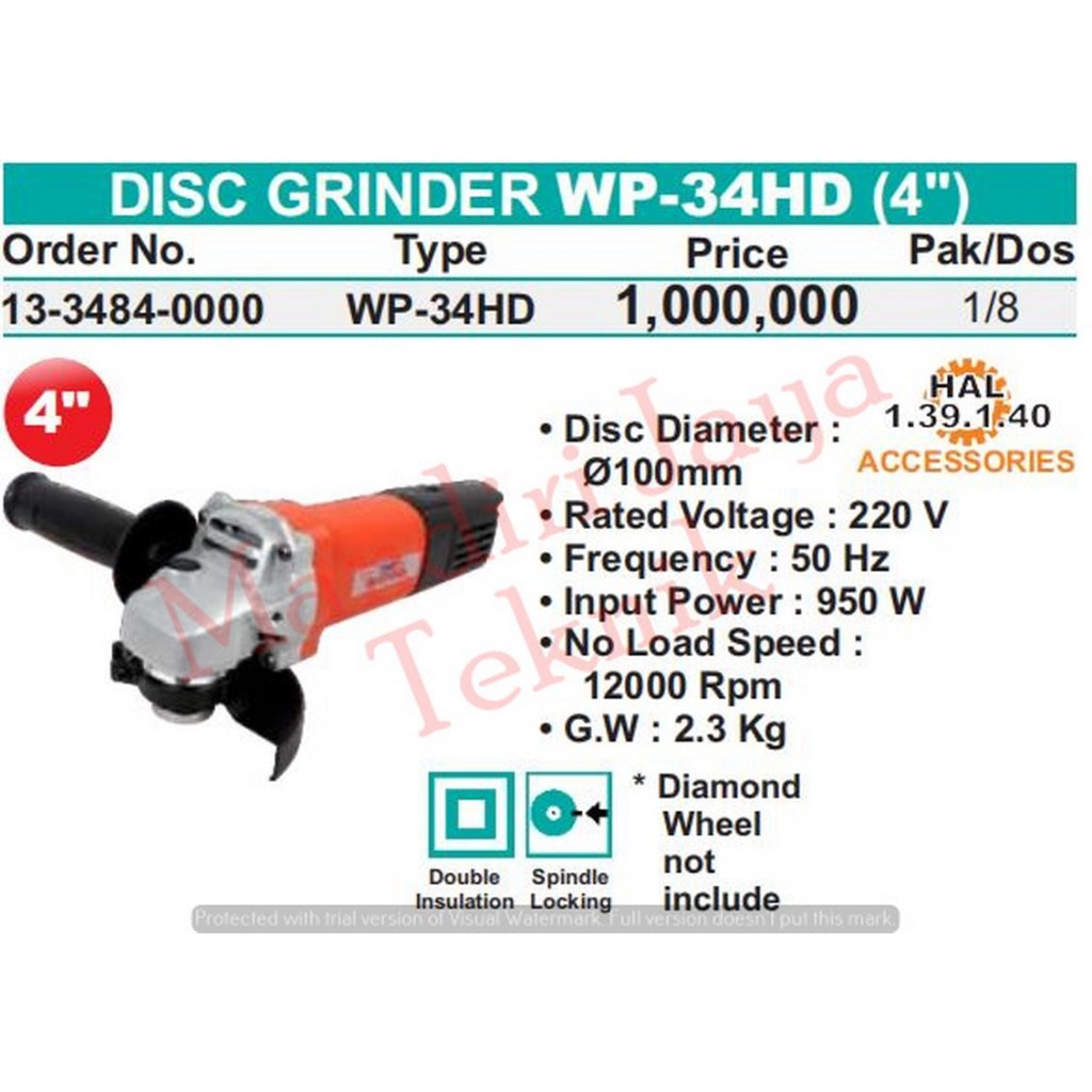 Jual Mesin Gerinda 4 Inch 100mm WP34HD WIPRO | Shopee Indonesia