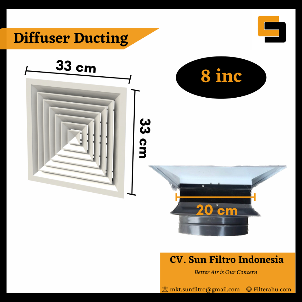 Jual DIFFUSER DUCTING AC 20CM X 20CM (8") | Shopee Indonesia