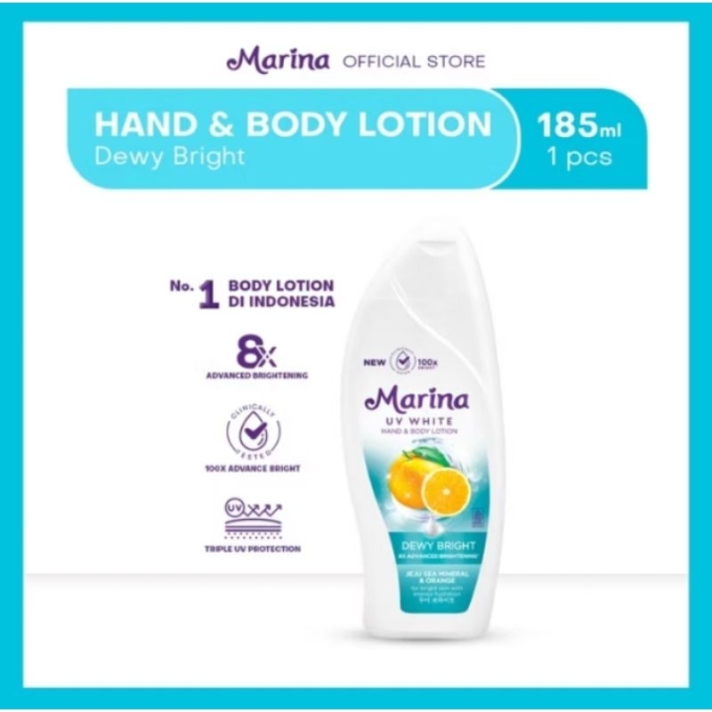 Jual Marina Hand & Body Lotion Dewy Bright 185ml | Shopee Indonesia