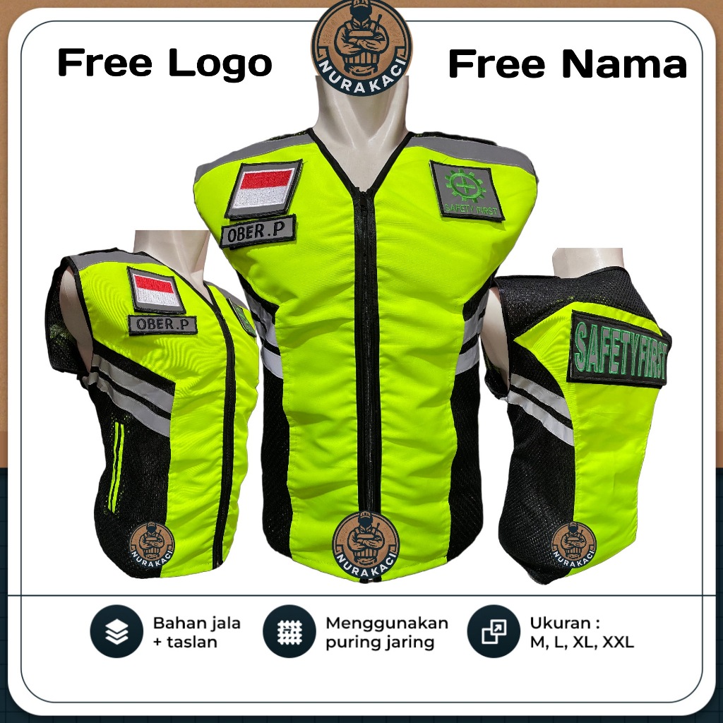 Jual Rompi Safety Vest K3 Jala Taslan Hijau Keselamatan Kerja Lapangan ...
