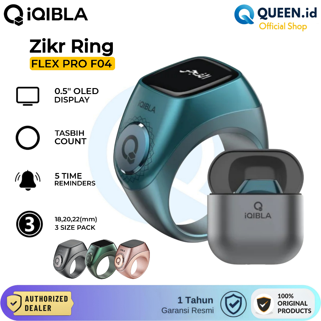 Jual iQibla F04 FLEX PRO Zikr Smart Ring Lite Cincin Tasbih Digital 0.42" OLED Tasbih Counter ...