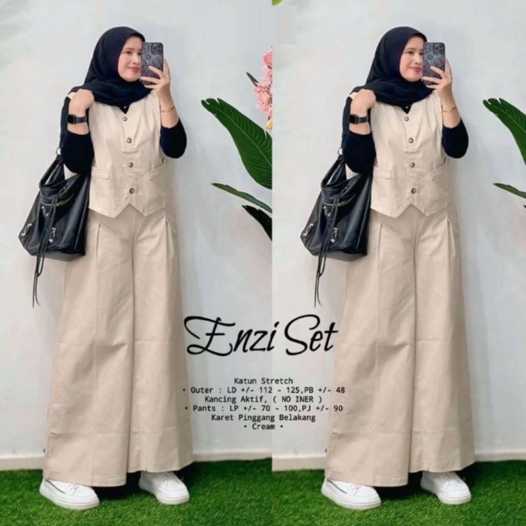 Jual One set Atasan Rompi set Celana Model Jumbo LD 110 Enzy One set 2in1 Bahan Katun Steeth ...