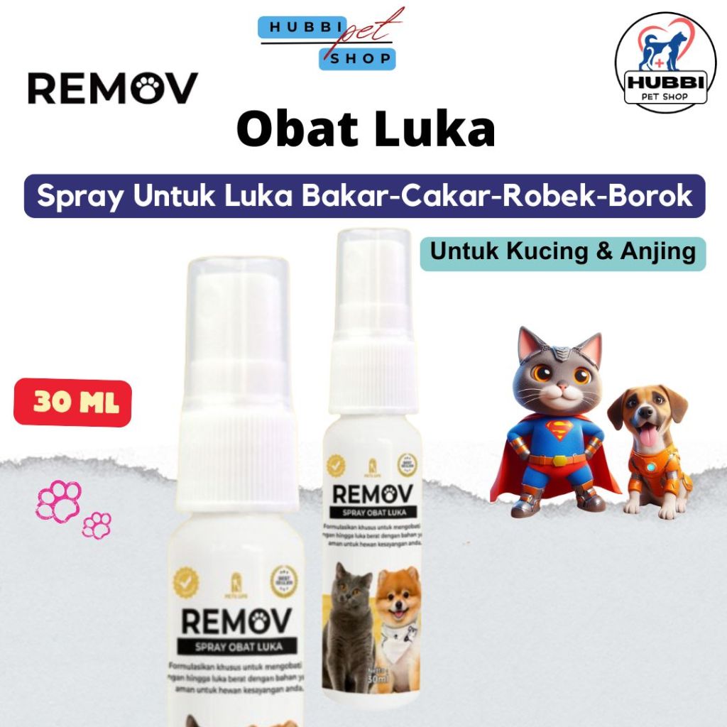 Jual Obat Luka Kucing dan Anjing Remov Spray Luka 30 ml Ampuh ...