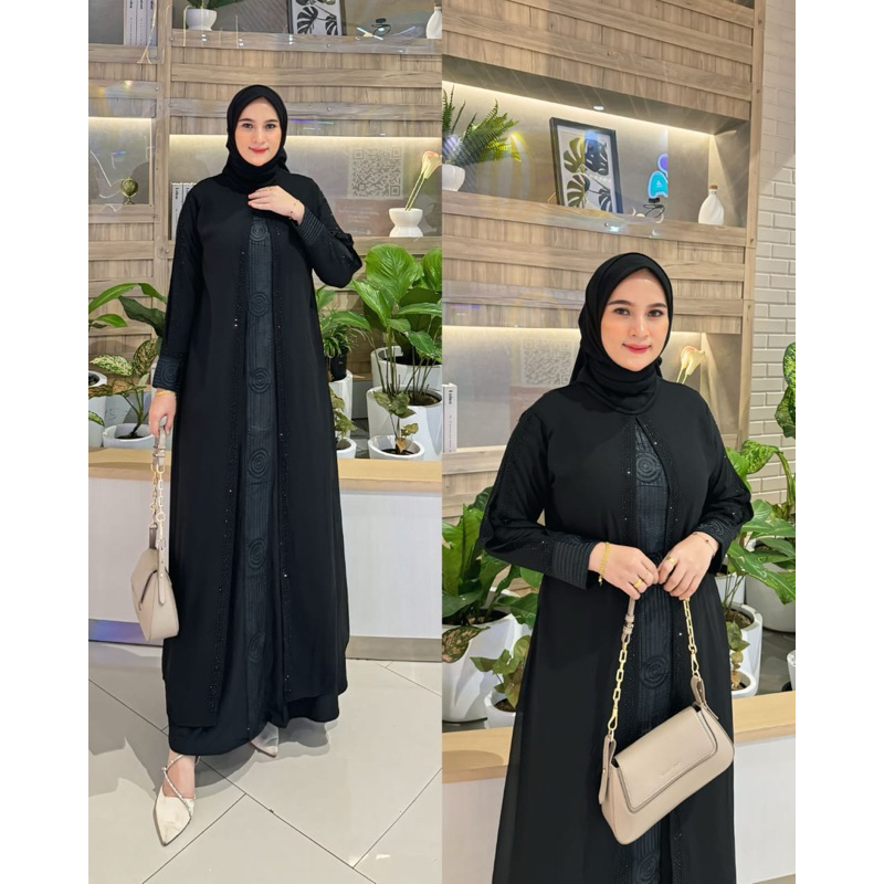Jual GAMIS ABAYA TURKEY FULL HITAM BORDIR CIRCLE SILANG TERBARU WUDHU ...