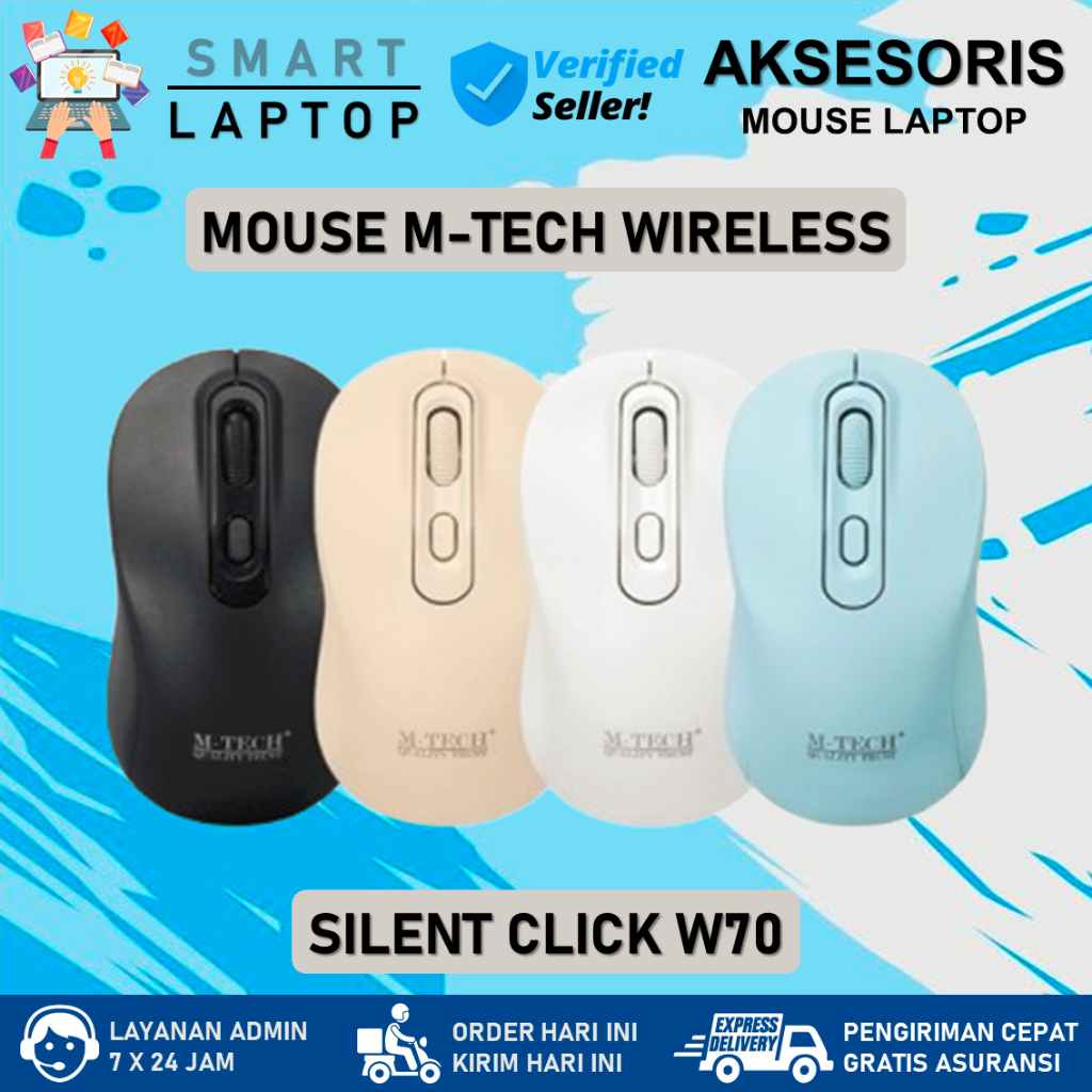 Jual Mouse Wireless M Tech W70 Silent Click Free Battery - Garansi 1 ...