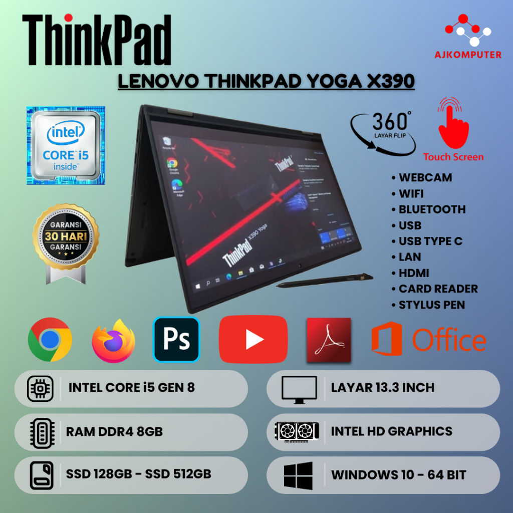 Jual LENOVO THINKPAD X390 / YOGA X390 CORE i5 / i7 GEN 8 SECOND ORI ...