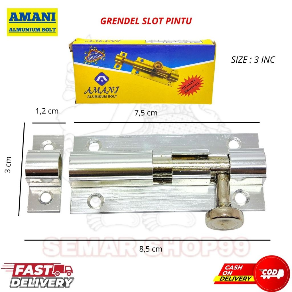 Jual Amani Grendel Slot Pintu Aluminium Bolt/slot pintu 3'inci warna ...