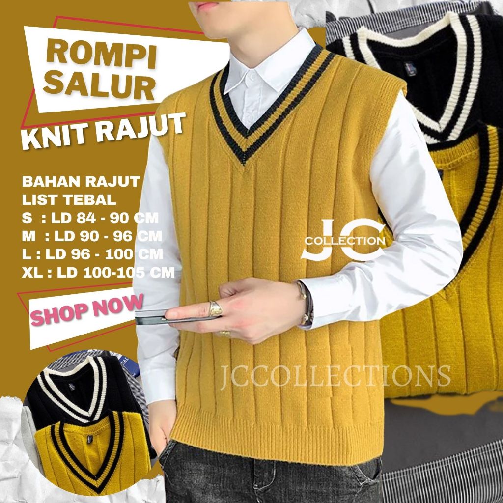 Jual Sweater Rompi Rajut Pria List Salur / Vest Knit Korea Look Salur ...