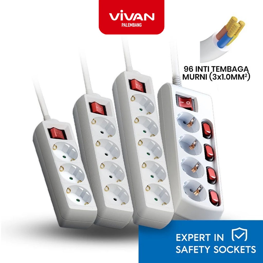 Jual VIVAN Safety Socket VPS Series Stop Kontak Saklar Socket 3 - 5 ...